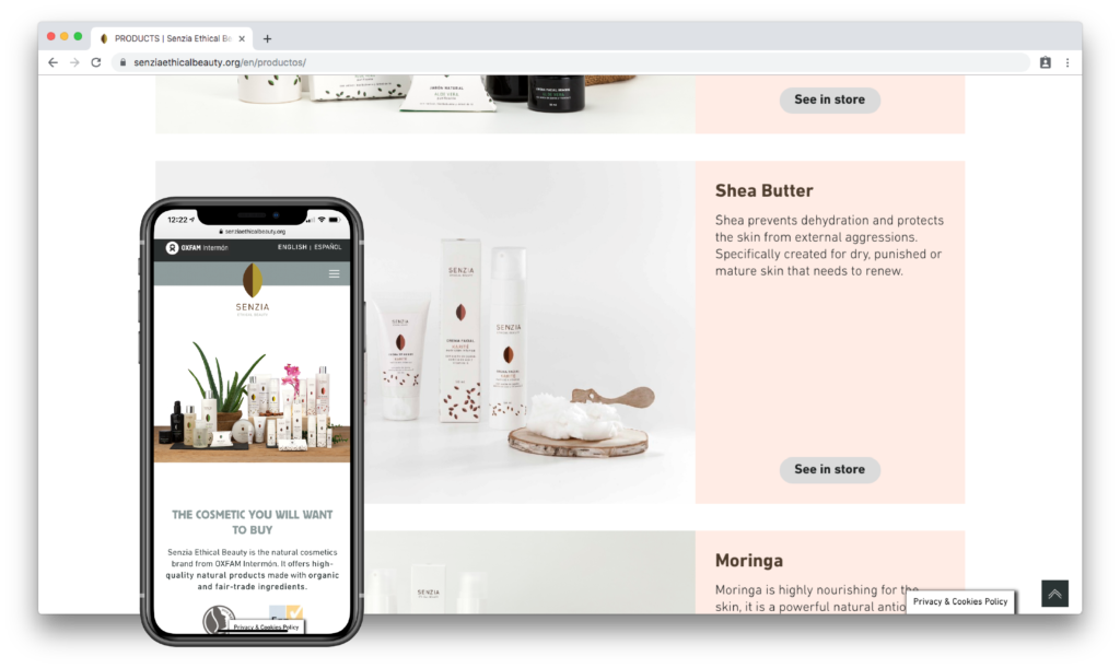 Diseño y desarrollo web para una marca de OXFAM Intermón - Ydevs